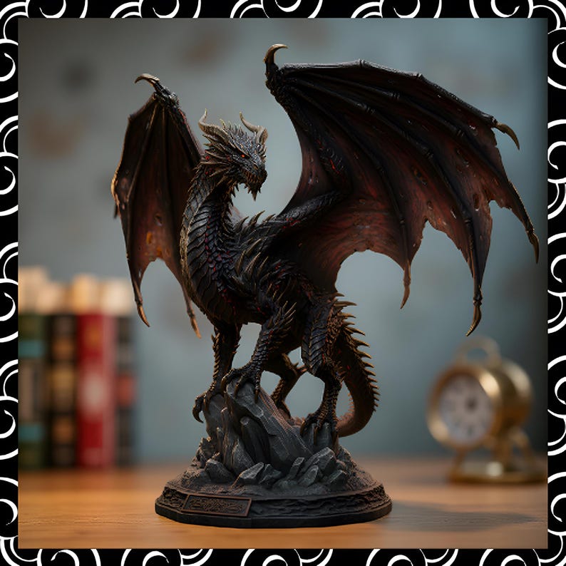 Epic Winged Dragon 3D Printing, Fantasy Wyvern Digital Download, RPG ...