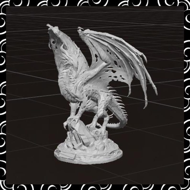 Epic Winged Dragon 3D Printing, Fantasy Wyvern Digital Download, RPG ...