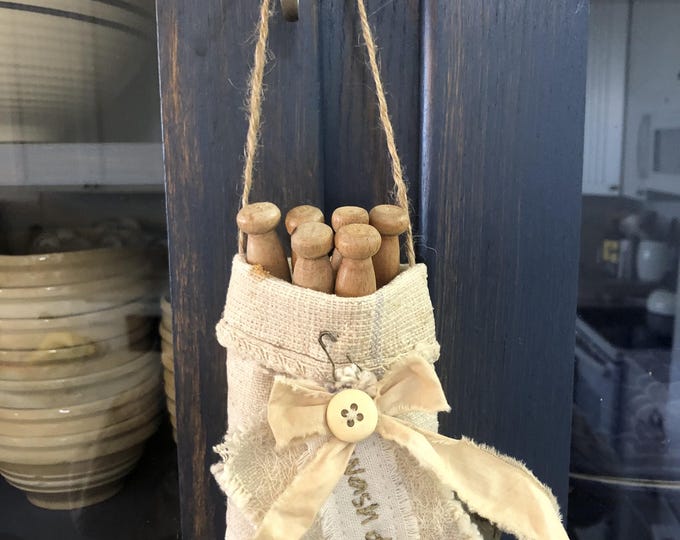 Laundry Room Primitive Grain Sack Decor W/vintage Clothes Pins - Etsy