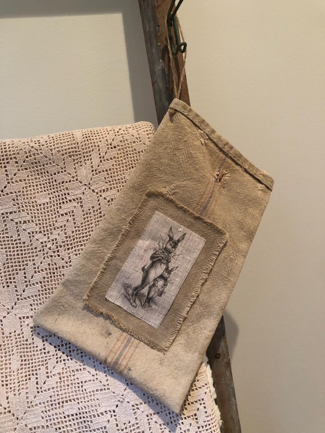 Primitive Rabbit Grain Sack Pocket - Etsy