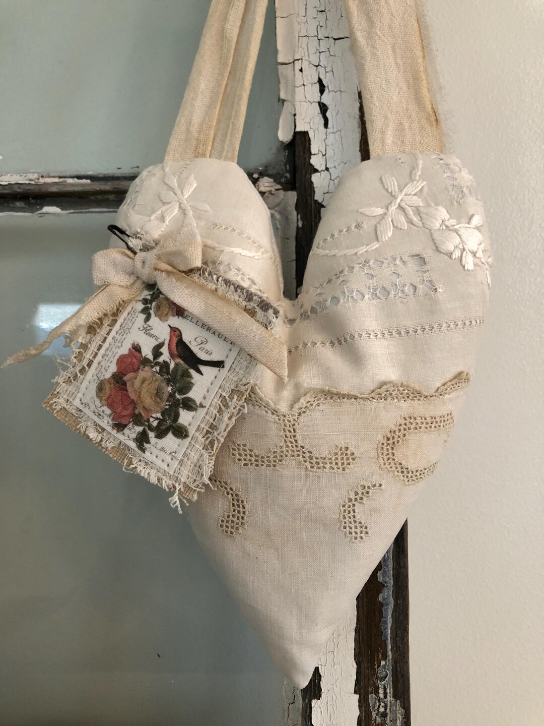 Vintage Tattered Heart Sachet - Etsy