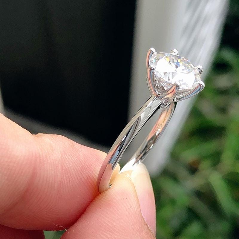 4.5 CT Crown Setting Style Six Prong Solitaire Ring, Round Cut ...
