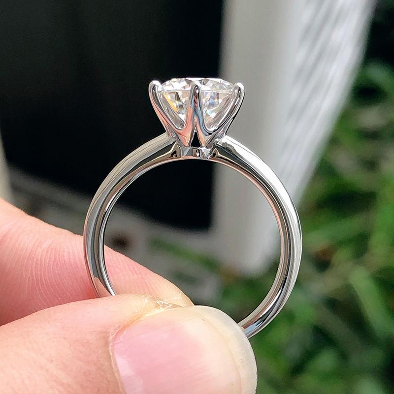 4.5 CT Crown Setting Style Six Prong Solitaire Ring, Round Cut ...