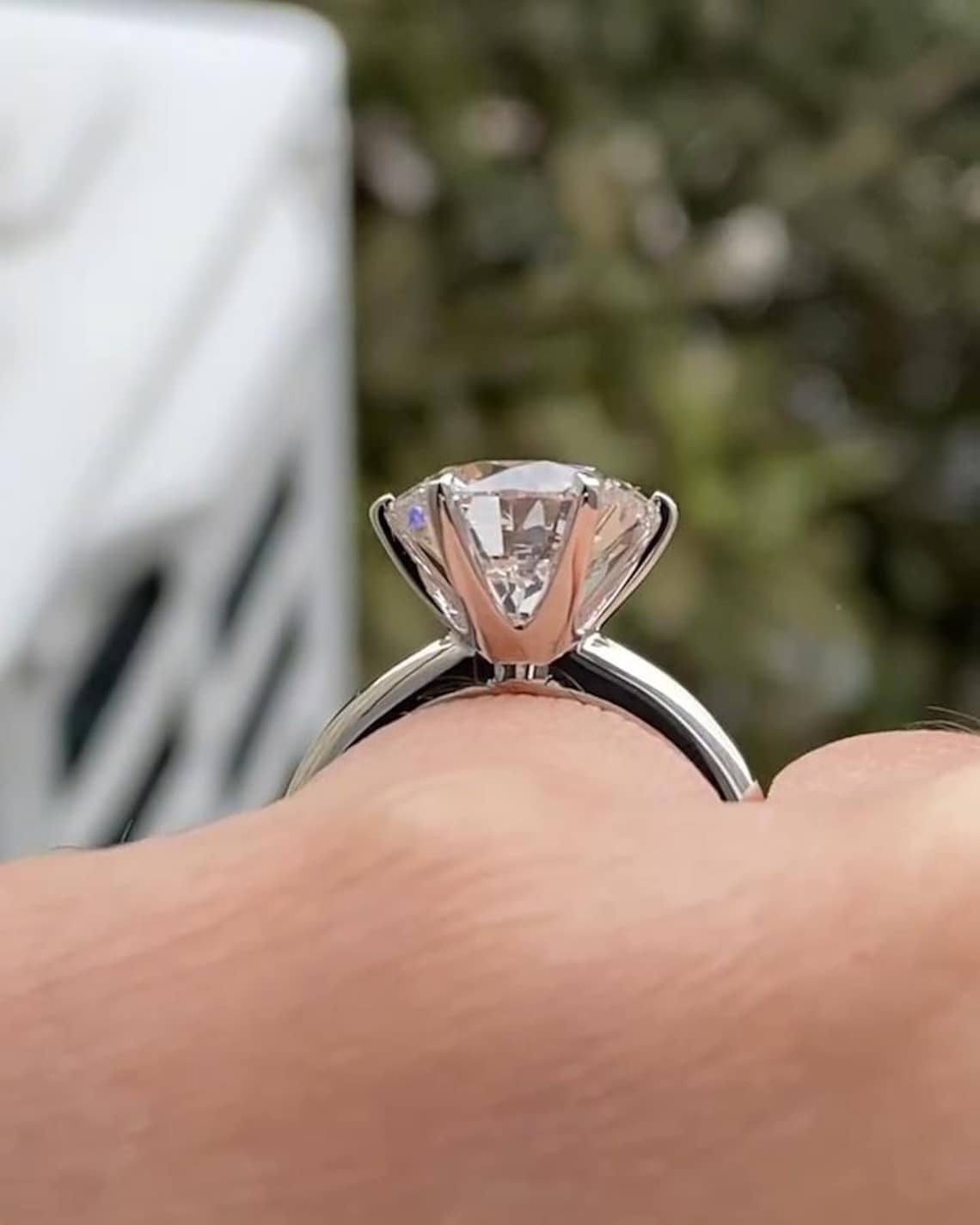 4.5 CT Crown Setting Style Six Prong Solitaire Ring, Round Cut ...
