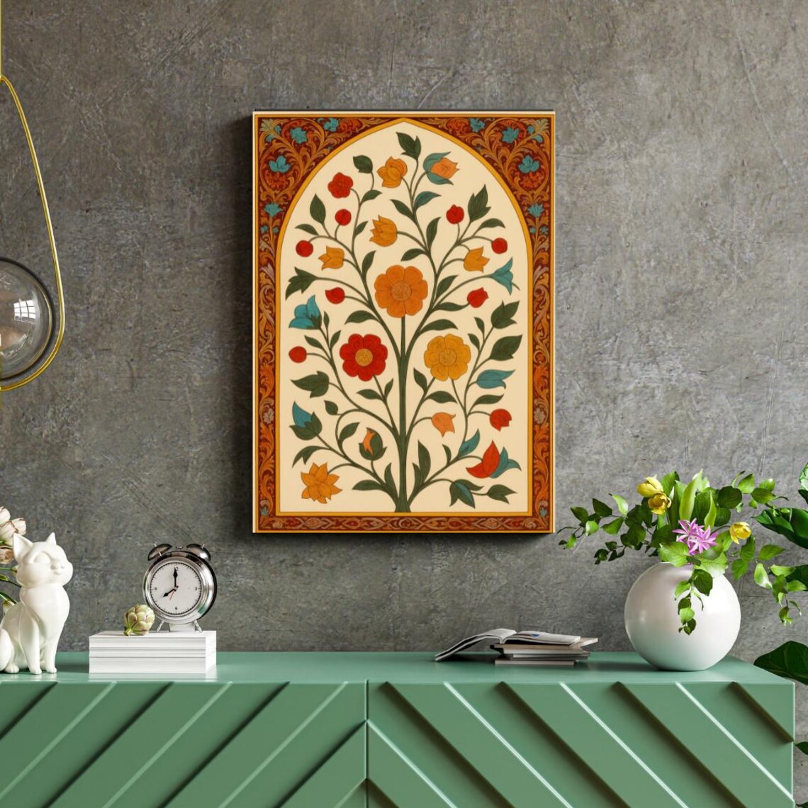 Islamic Floral Art Print: Arabic Calligraphy, Geometric Muslim Decor - Etsy