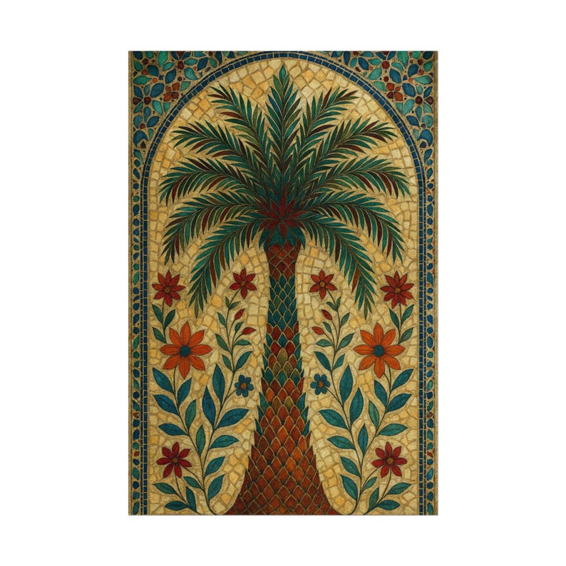 Vintage Islamic Art Print: Palm Tree Mosaic, Boho Home Decor - Etsy