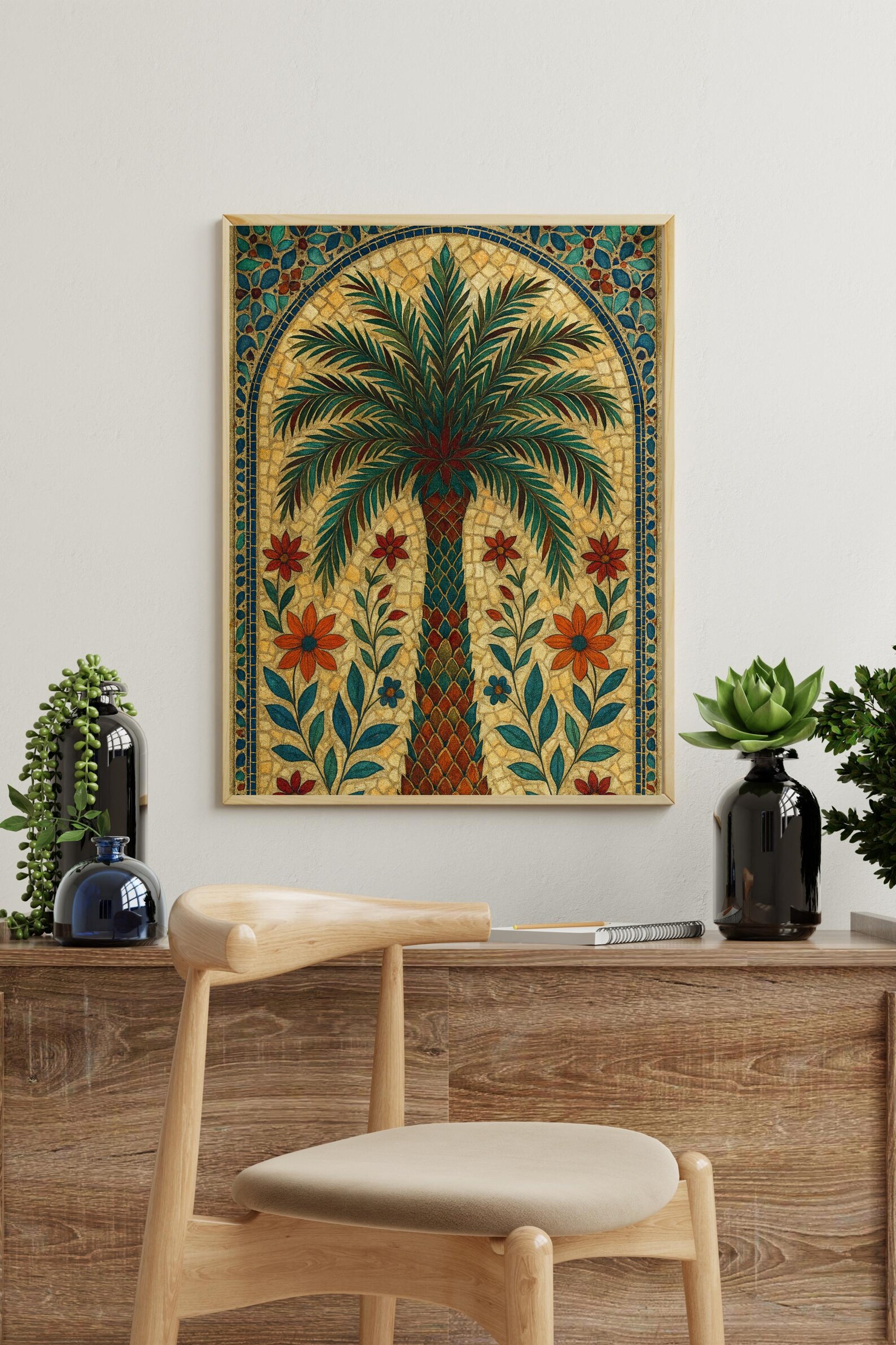 Vintage Islamic Art Print: Palm Tree Mosaic, Boho Home Decor - Etsy