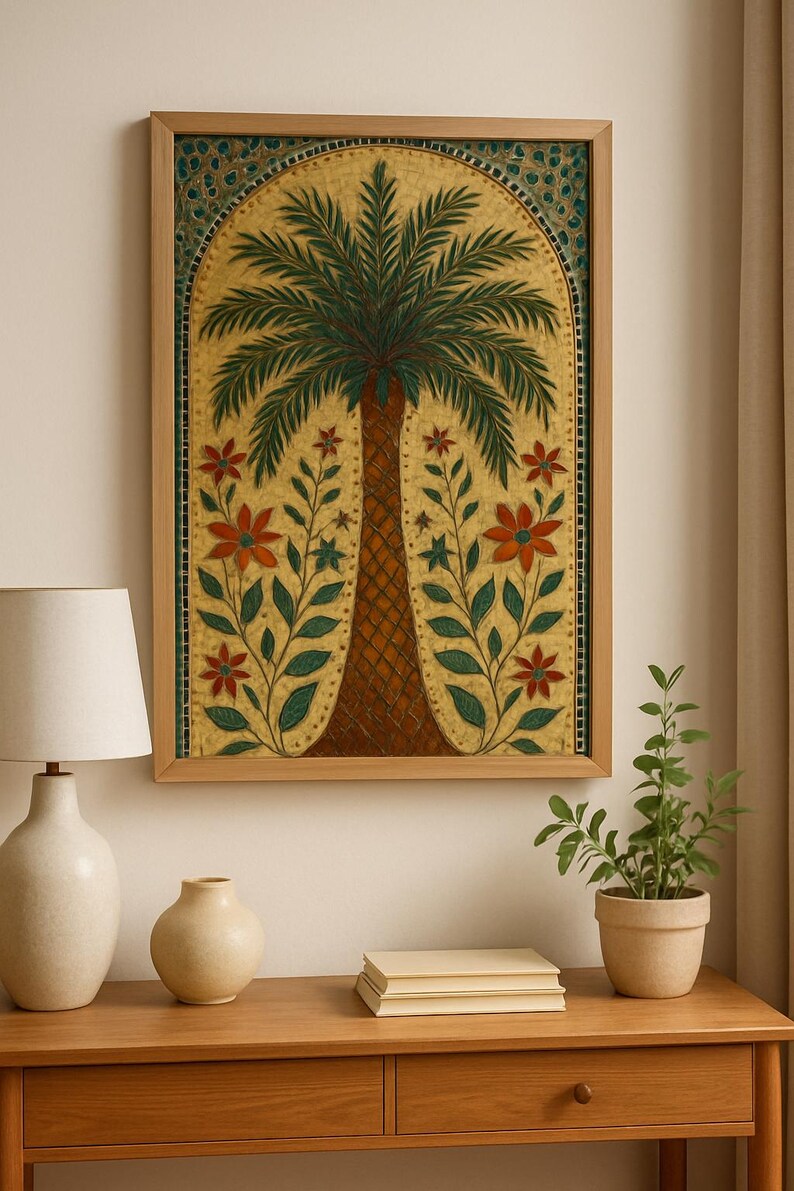 Vintage Islamic Art Print: Palm Tree Mosaic, Boho Home Decor - Etsy