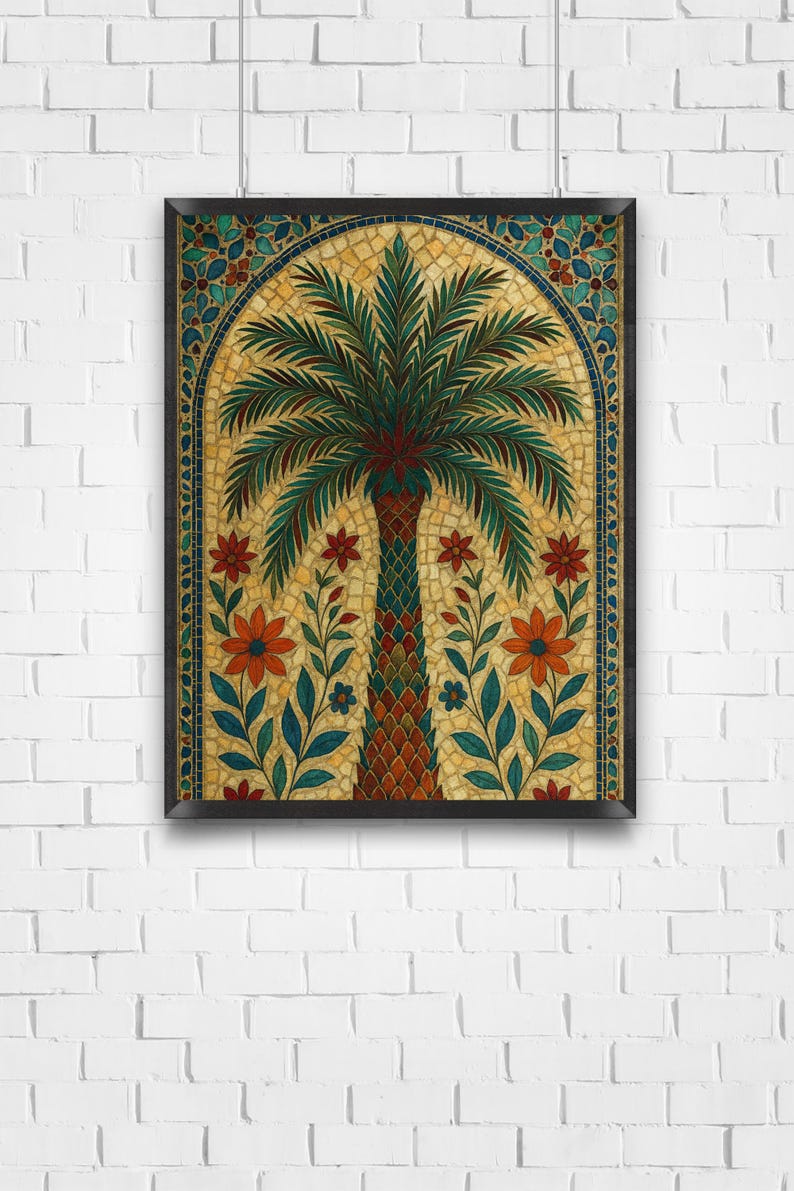 Vintage Islamic Art Print: Palm Tree Mosaic, Boho Home Decor - Etsy