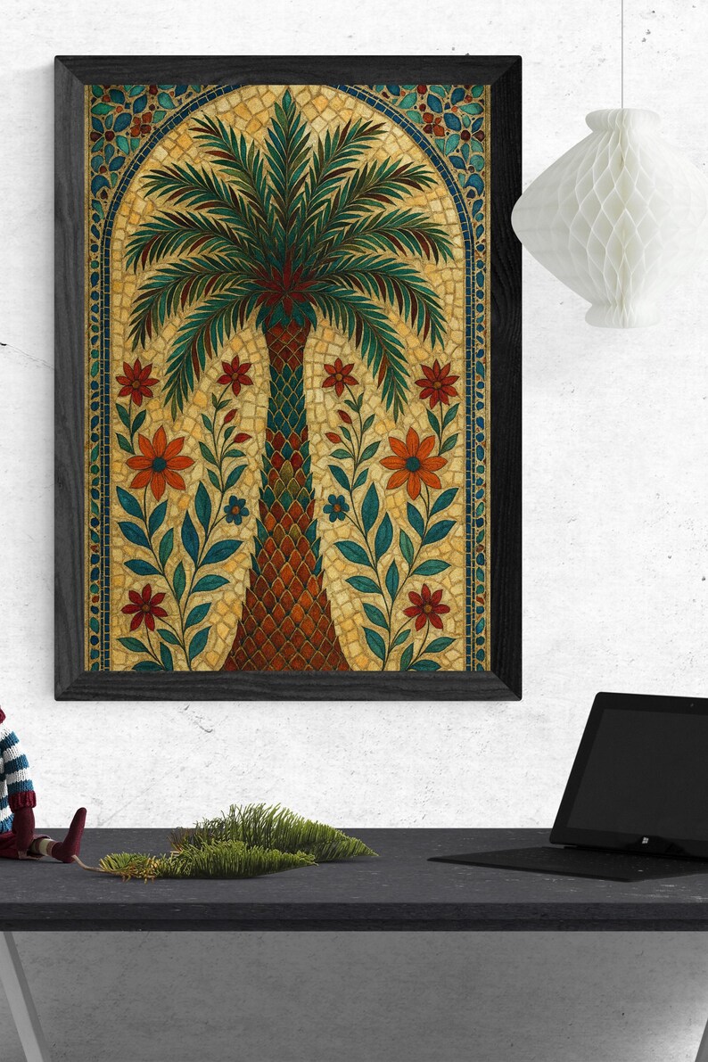 Vintage Islamic Art Print: Palm Tree Mosaic, Boho Home Decor - Etsy