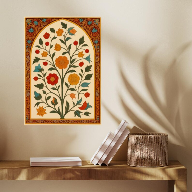 Islamic Floral Art Print: Arabic Calligraphy, Geometric Muslim Decor - Etsy