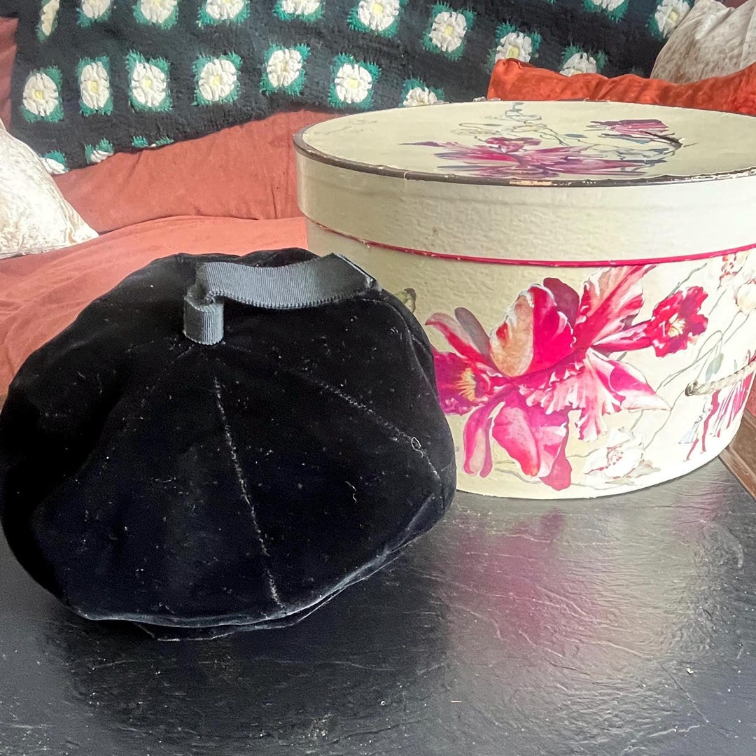Velvet Tam Beret With A Ribbon Trim by Eva Mae - Etsy