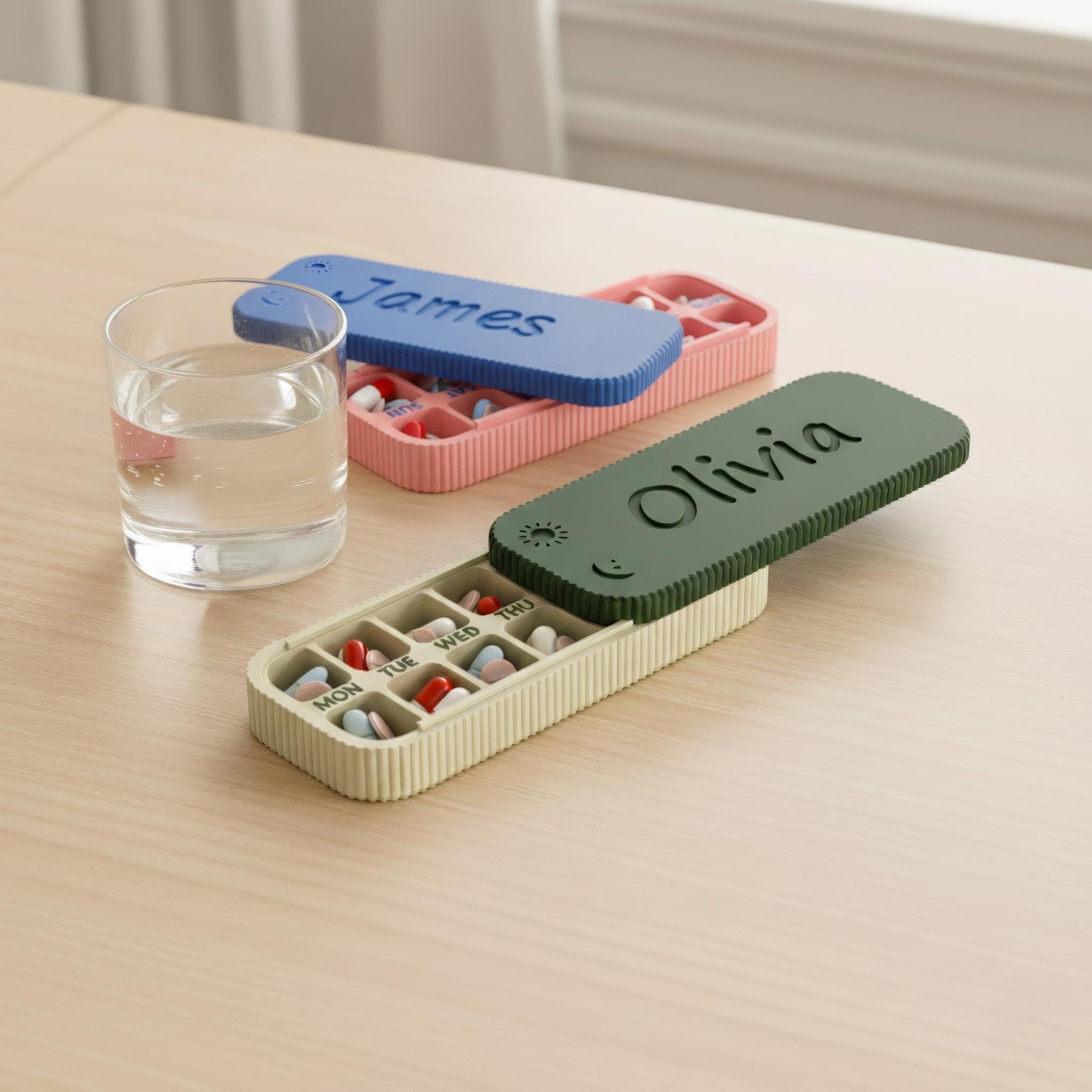 Personalized Weekly Pill Organizer With Custom Name, Travel Size 7 Day ...