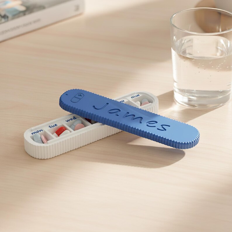 Custom Name Pill Organizer, 7 Day Weekly Pill Box for Travel & Vitamins ...