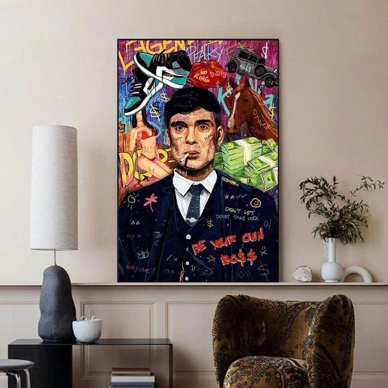 Thomas Shelby - Pablo Escobar - Godfather Canvas Painting Graffiti ...