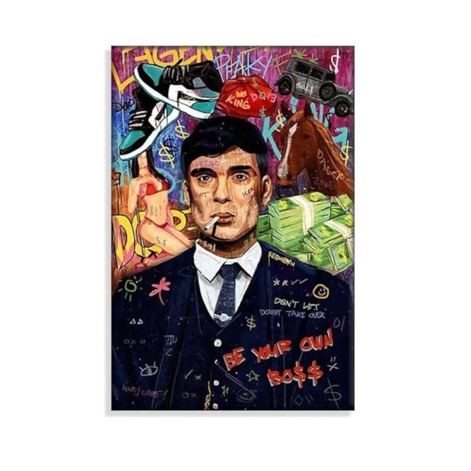 Thomas Shelby - Pablo Escobar - Godfather Canvas Painting Graffiti ...