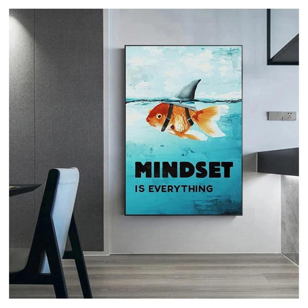 Mindset is Everything Shark Fish Pictures Motivational Nordic Poster ...