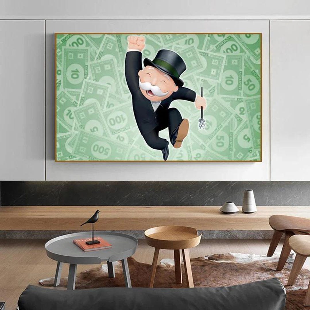 Happy Millionaire Alec Monopoly Canvas Painting Motivational Money ...