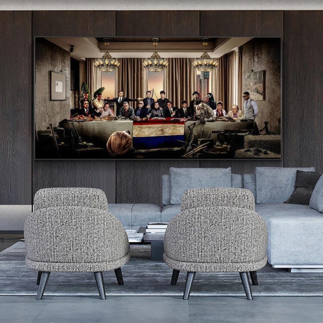 The Gangsters Last Supper Canvas Paintings Godfather Portrait Wall Art ...