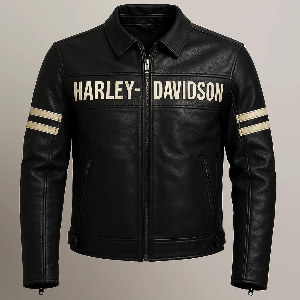 Harley Davidson Men's Black Motorcycle Jacket Real Cowhide Leather ...
