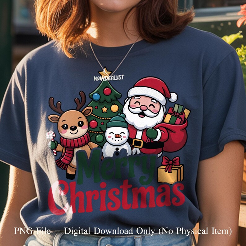 Cute Santa and Reindeer Christmas PNG | Holiday Clipart (digital ...