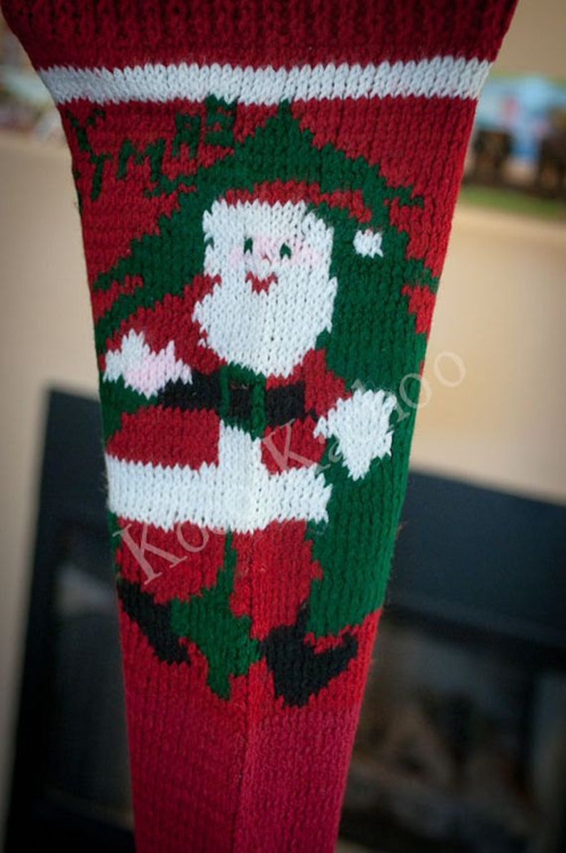 Santa Vintage Knit Christmas Stocking Pattern - Etsy