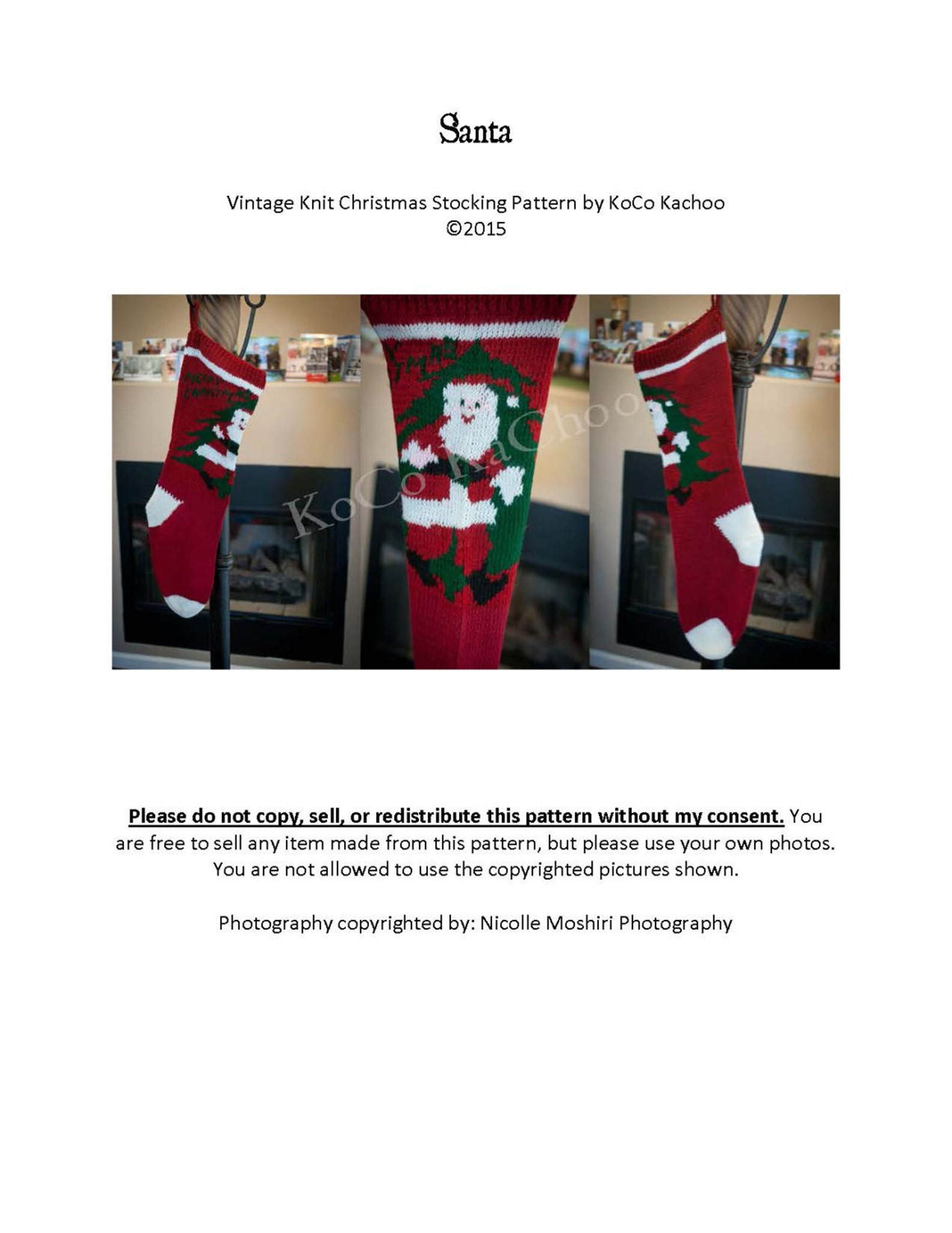 Santa Vintage Knit Christmas Stocking Pattern - Etsy