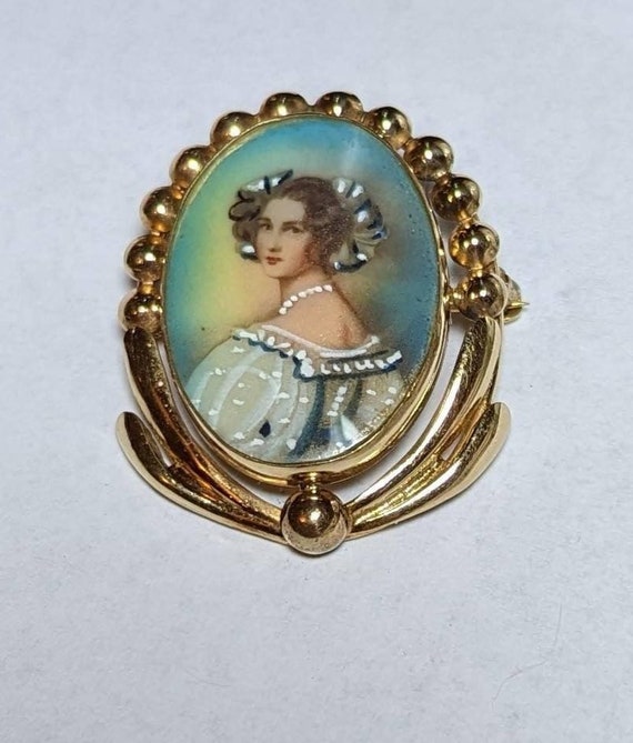 Signed Carl Art portrait brooch gold filled lovely la… - Gem
