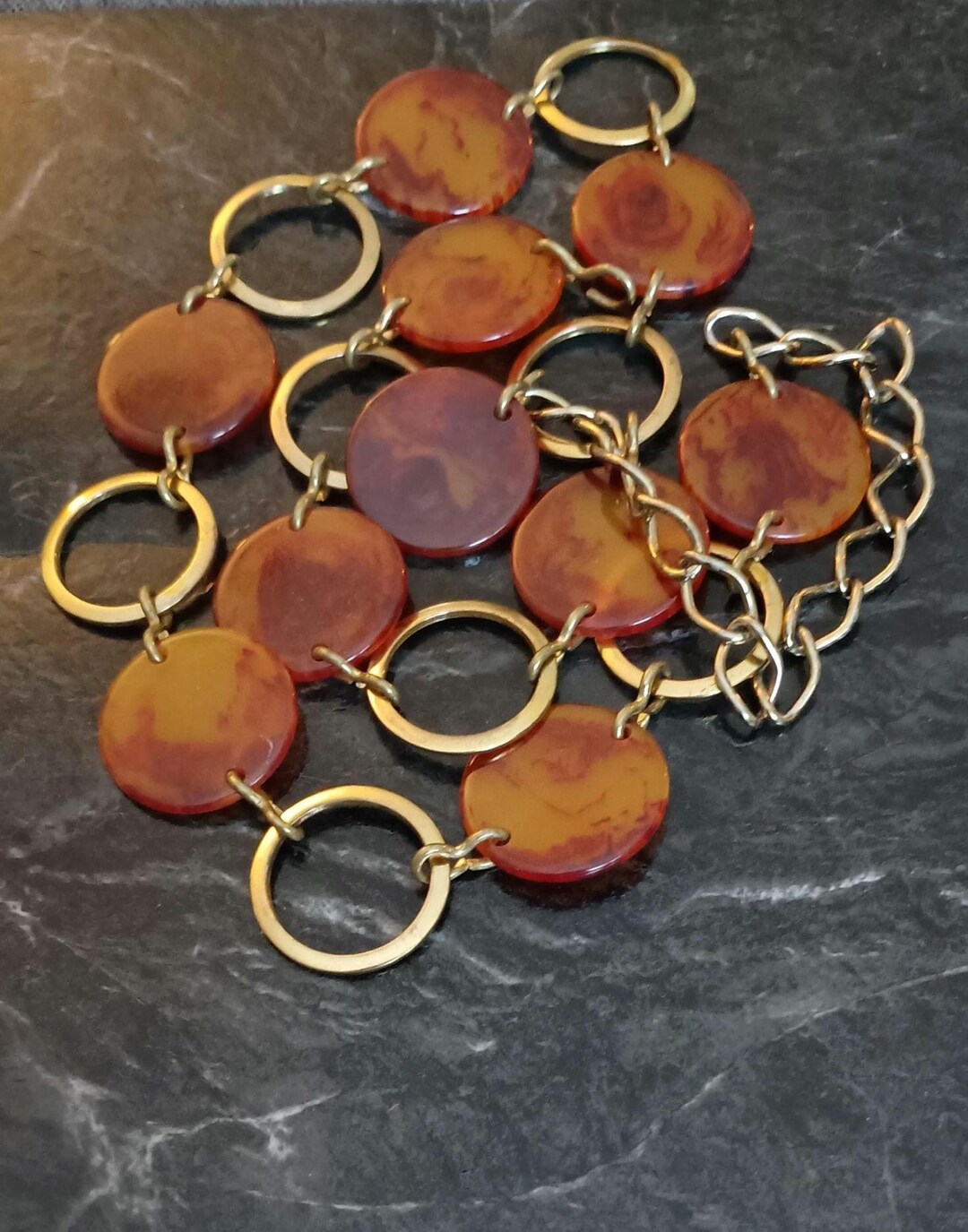 Bakelite Genuine Vintage Long Necklace or Belt. Clear Apple Cherry ...