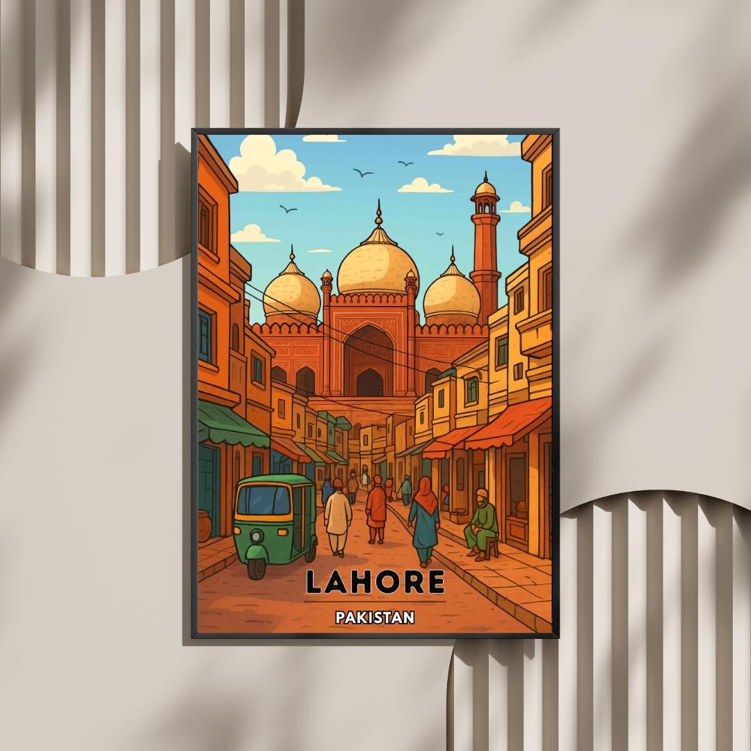 Lahore Badshahi Mosque Art Print: Retro Pakistan Wall Decor (digital ...
