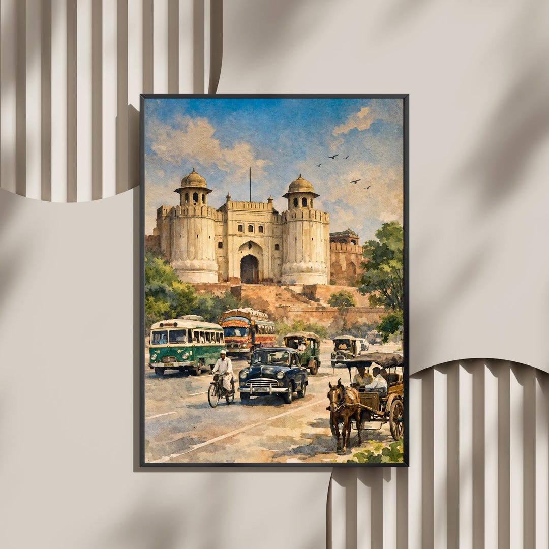 Lahore Badshahi Fort Qilla Digital Art Print | Water Color Theme ...