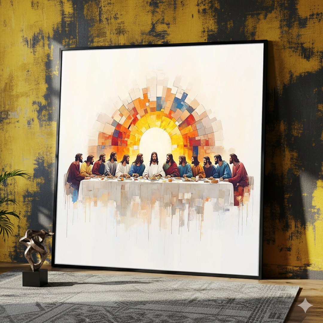 Abstract Last Supper Canvas Wall Art, Religious Christian Decor, Modern ...