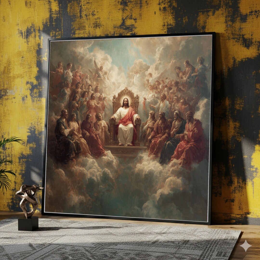 Jesus Christ Throne in Heaven, Divine Religious Canvas Wall Art, Sacred ...
