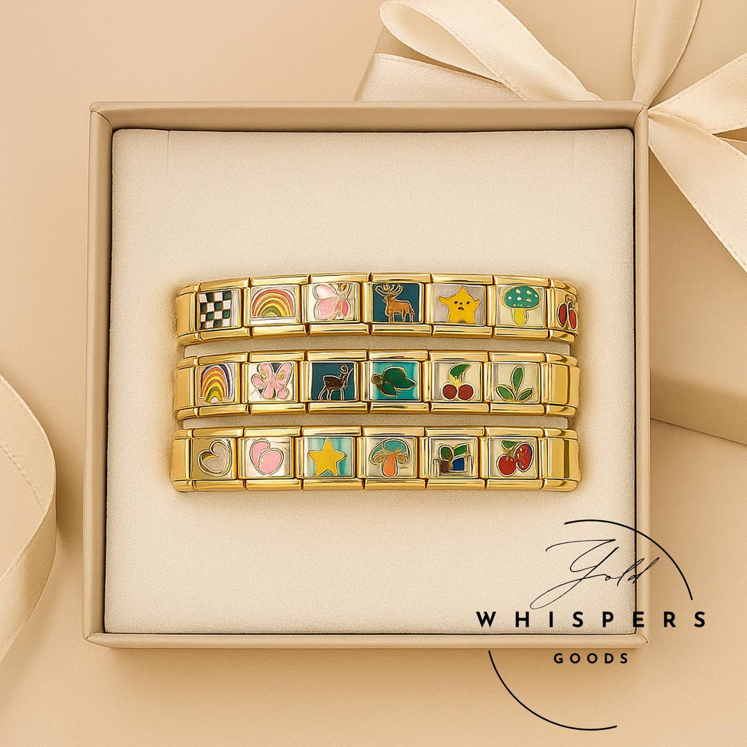 Custom Flat Charm Bracelet | Italian Gold Jewelry for Friends & Couples ...
