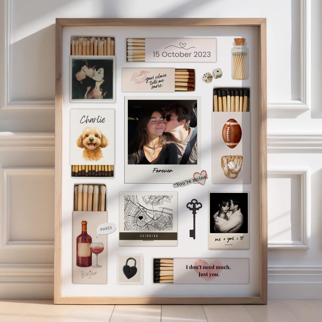 Matchbook Art, DIY Canva Template, Personalized Anniversary Wall Art ...