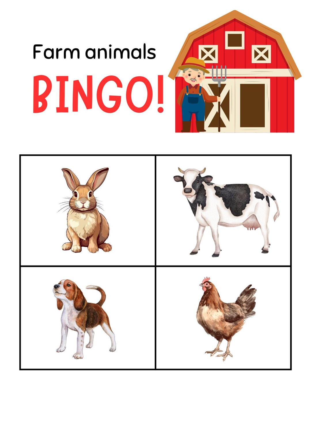Farm Animals Bingo for Teachers and Educators - Etsy