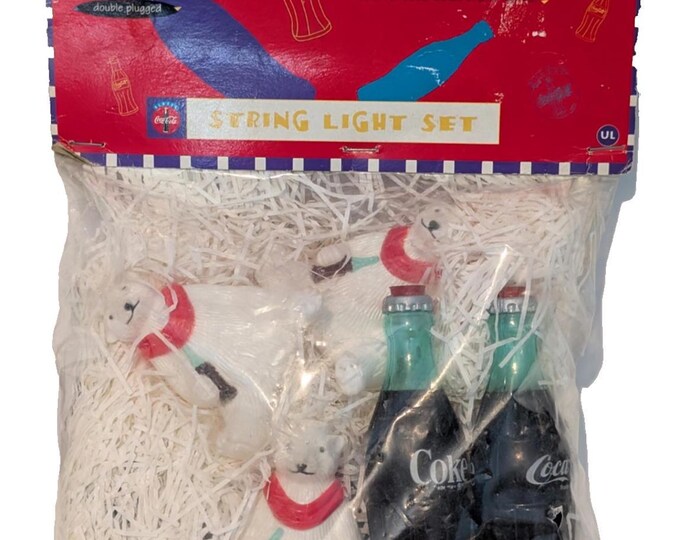 Vintage Coca-cola String Light Set 1996 Polar Bears & Coke Bottles 14FT ...