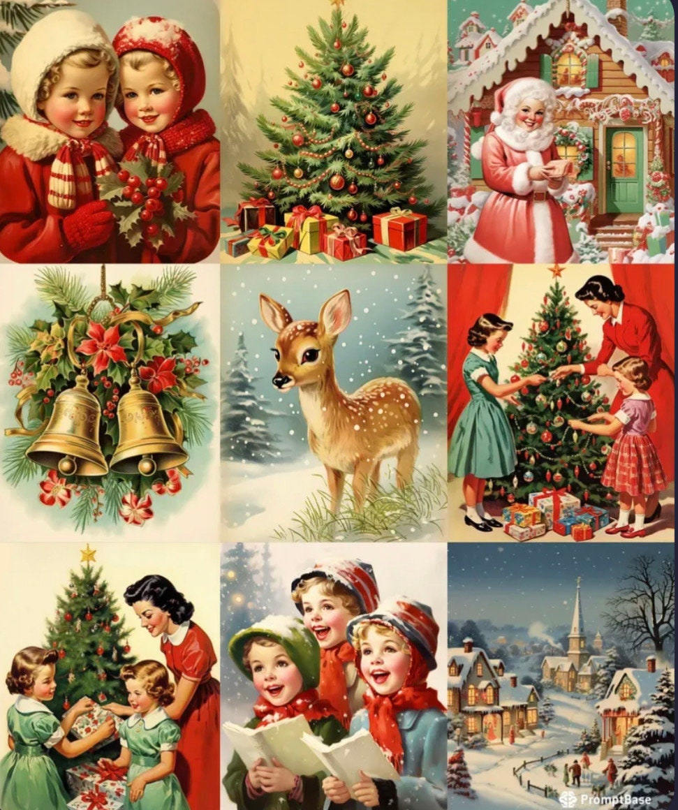 MIDJOURNEY PROMPT: Retro Christmas Card Holiday Images | Vintage ...
