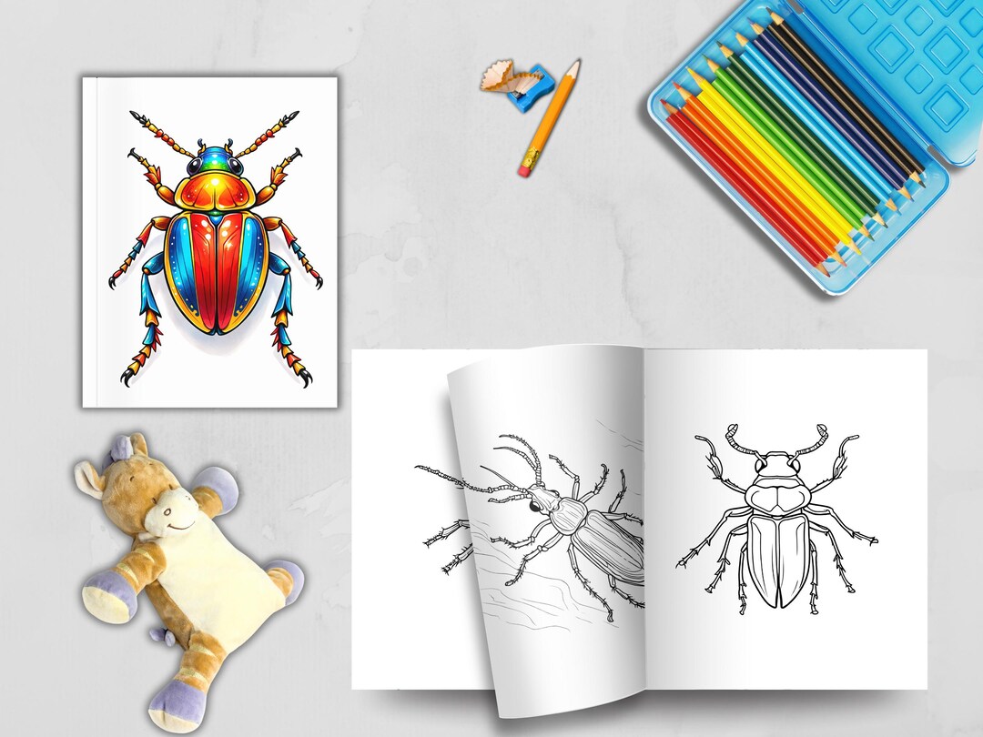 Beetles Coloring Pages | Printable Nature Study Activity (digital Art ...