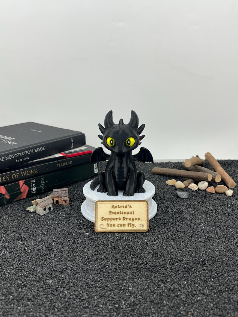 Emotional Support Toothless Dragon Desk Guardian | Custom Wooden Sign ...