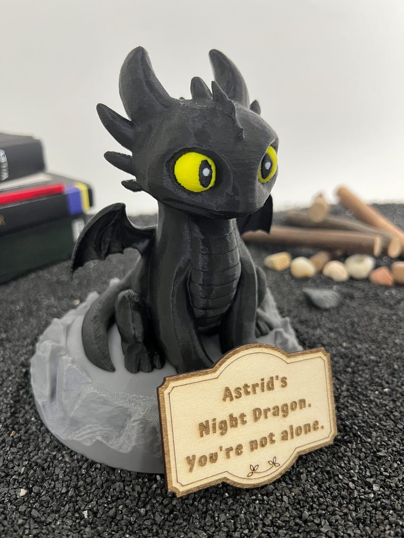 Toothless Dragon Desk Guardian | Custom Sign, Dual Bases - Etsy