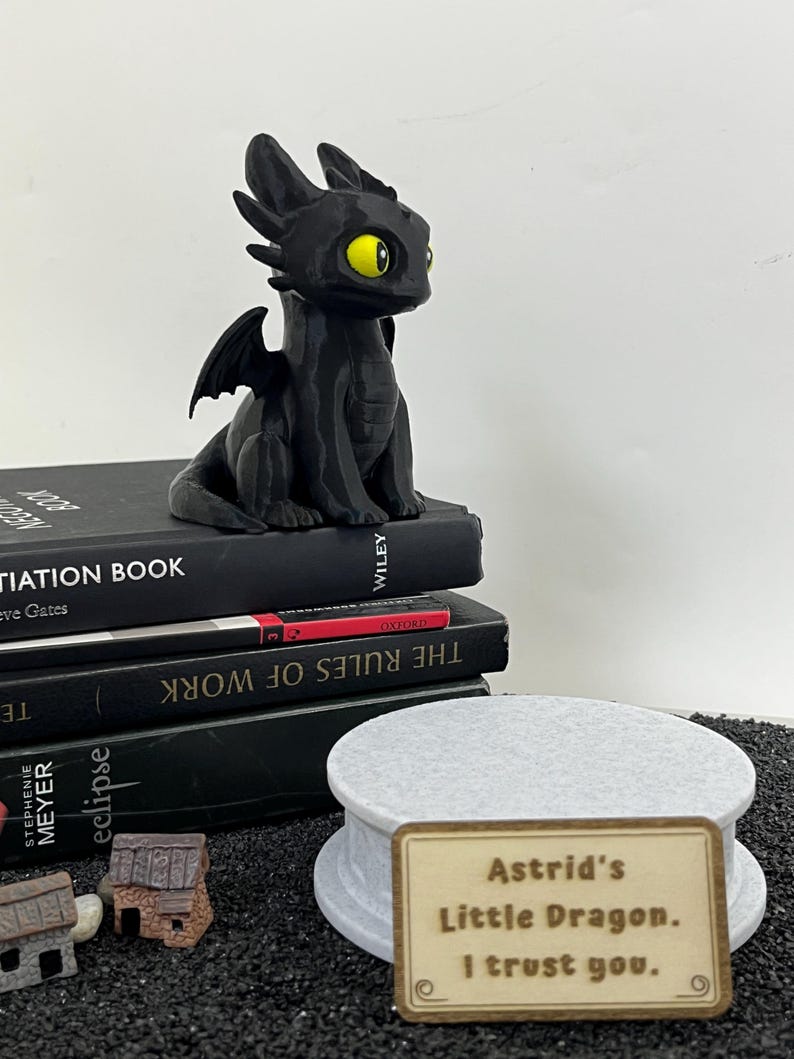 Toothless Dragon Desk Guardian | Custom Sign, Dual Bases - Etsy