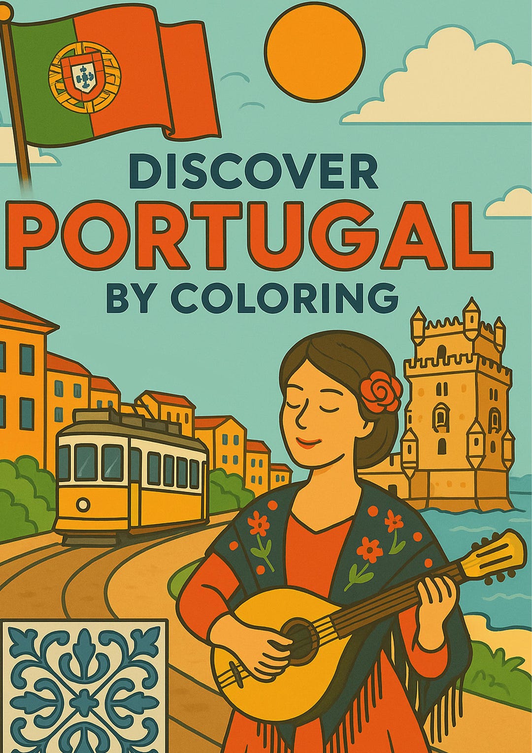 Libro da colorare Portogallo, viaggi, Europa, cultura, Lisbona, natura ...