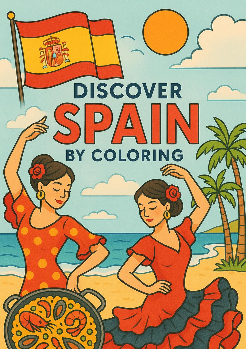 Spain Coloring Book, Spain Architecture, Culture, Spanish, Adult, Kids ...