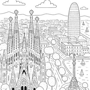 Spain Coloring Book, Spain Architecture, Culture, Spanish, Adult, Kids ...