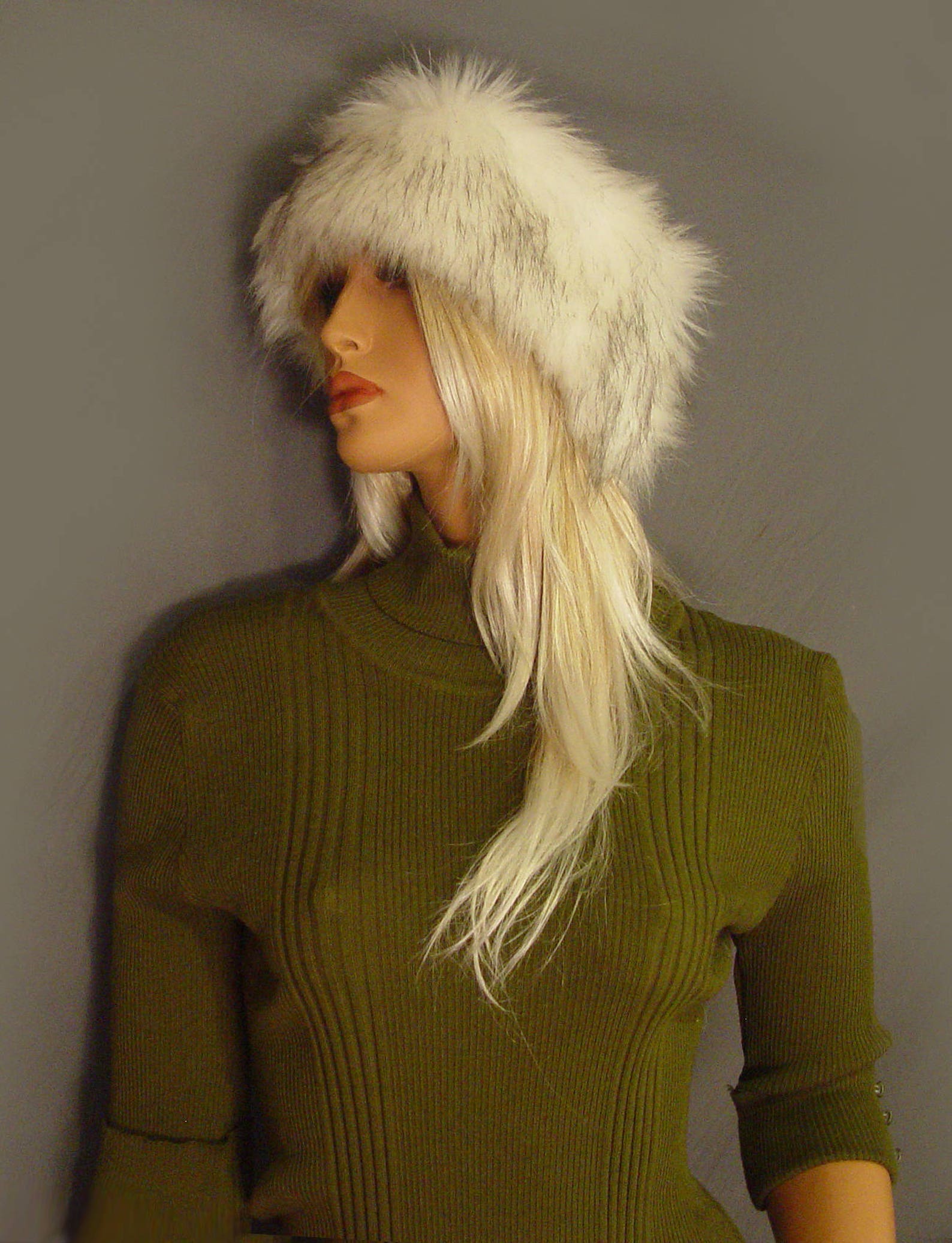 Faux fur head ring hat faux fur pull thru scarf collar in | Etsy