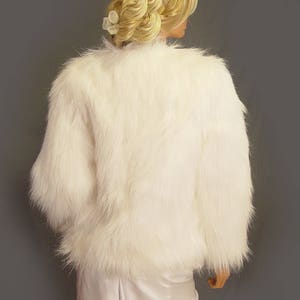 Long Faux Fur Coat, Bolero Shrug, Evening Cover up Long Sleeve Fur ...