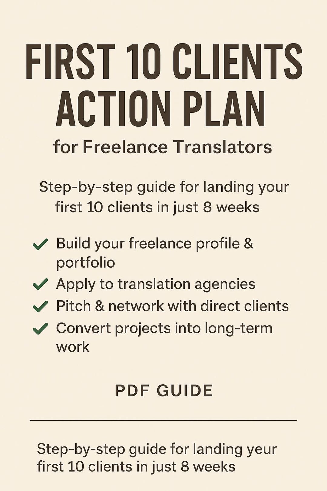 First 10 Clients Action Plan for Freelance Translators | Step-by-step ...