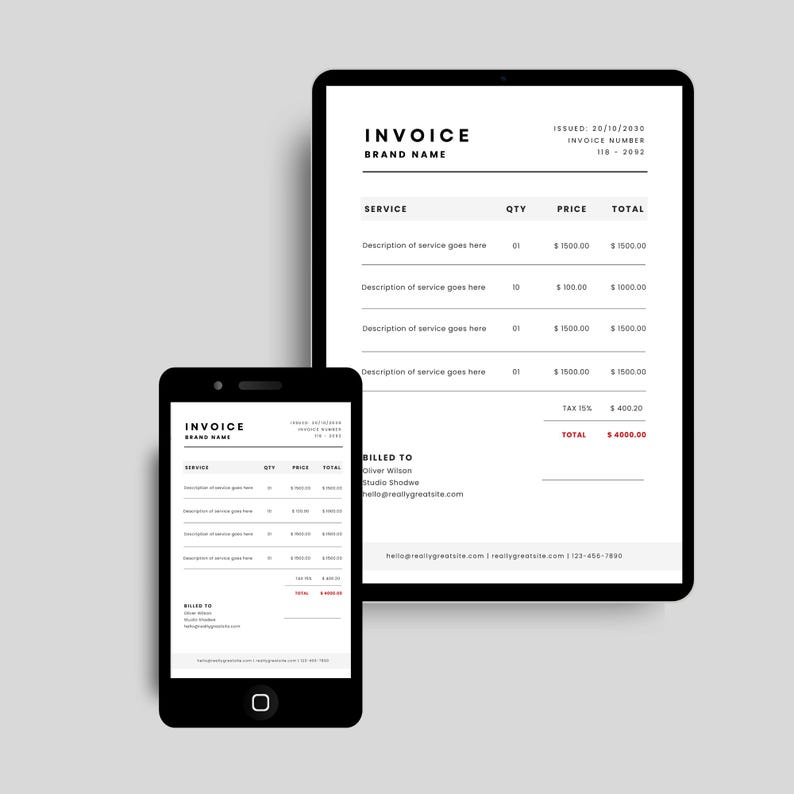 Editable Invoice Template A4: Professional Canva Design (digital ...