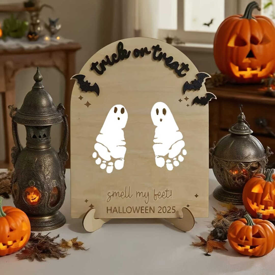 DIY Halloween Footprint Keepsake Sign for Baby's First Halloween, New ...